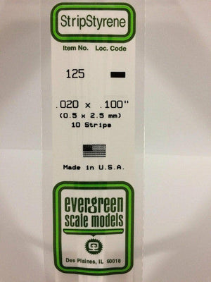 Strip Styrene .020 x .100 (10) 125